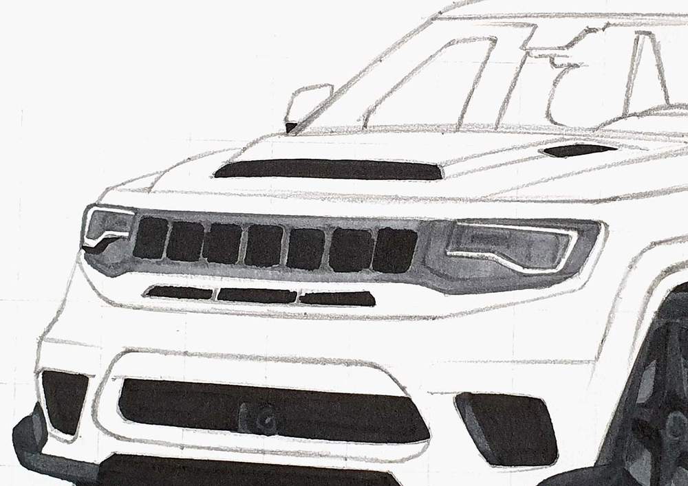 How To Draw A Jeep Grand Cherokee Trackhawk - Simple Step-By-Step Tutorial